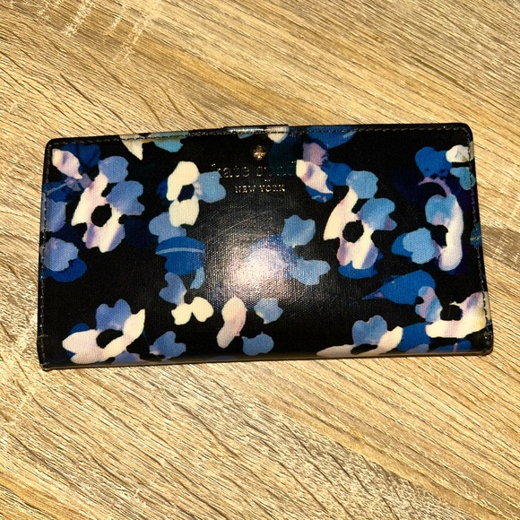 kate spade | Bags | Kate Spade Wallet Blue Floral Continental Wallet ...